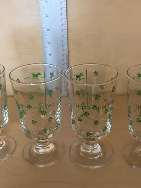 Libby | Dining | Set Of 4 Libbey Irish Coffee Glasses Shamrock Recipe ...